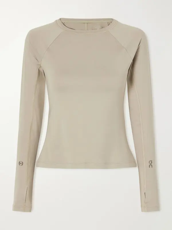 On Studio Long-t Recycled Jersey Top - Neutrals