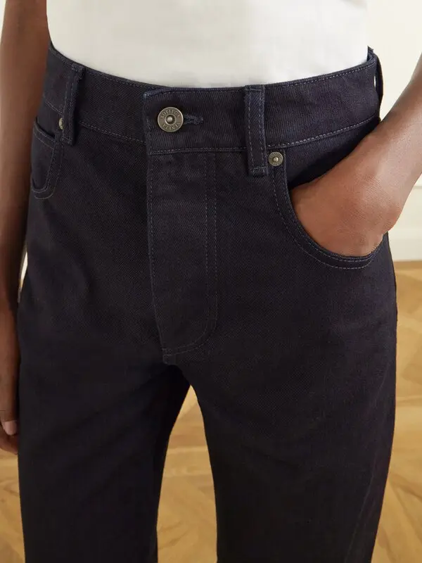 Bottega Veneta Leather-trimmed High-rise Wide-leg Jeans