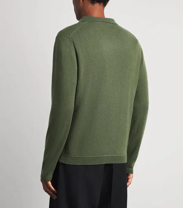 ALLUDE Virgin Wool Open-collar Polo Sweater