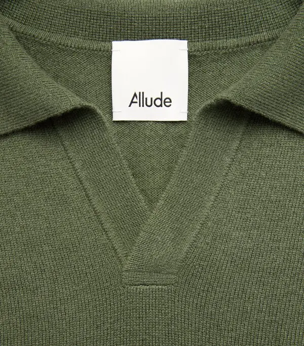 ALLUDE Virgin Wool Open-collar Polo Sweater