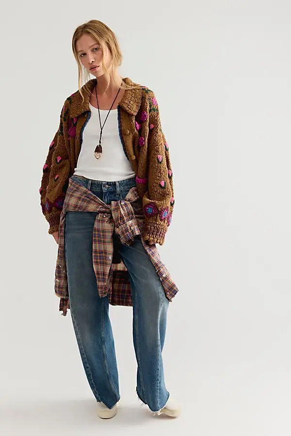 Free People Rosebud Embellished Cardigan