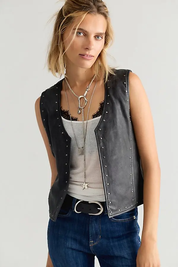 MAURITIUS LEATHER Mauritius Elaria Leather Studded Vest