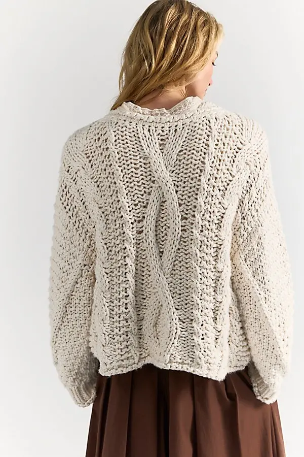 Free People Lola Cable-knit Pullover