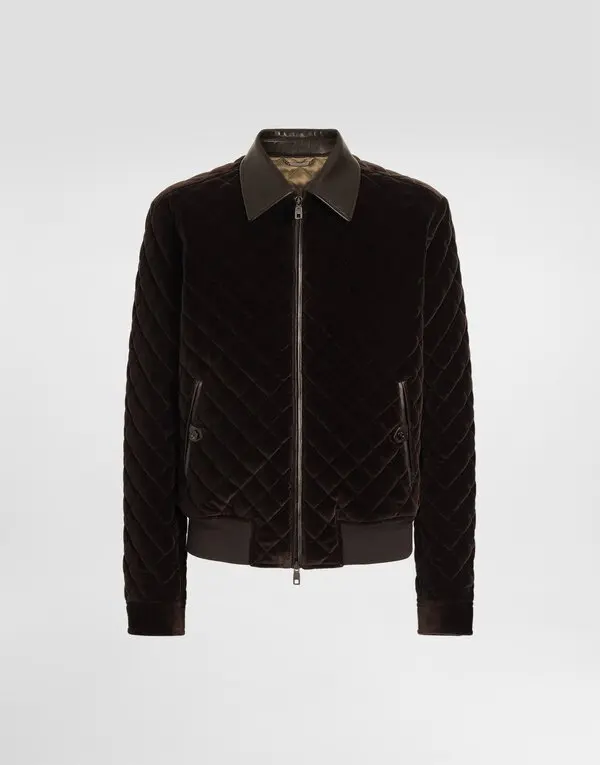Dolce & Gabbana Quilted Velvet Bomber Jacket Collection - Brown