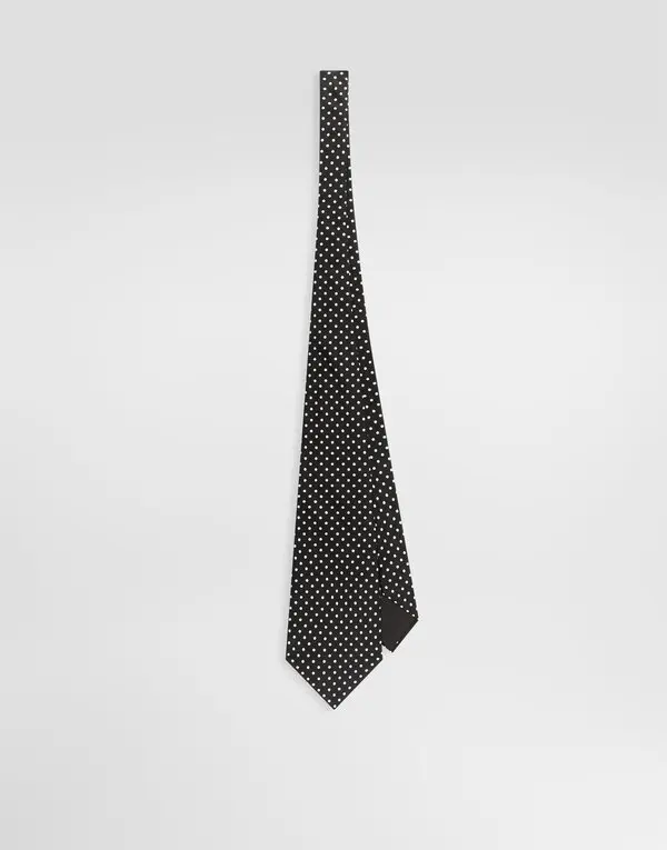 Dolce & Gabbana Polka Dot Jacquard Neck Tie - Black