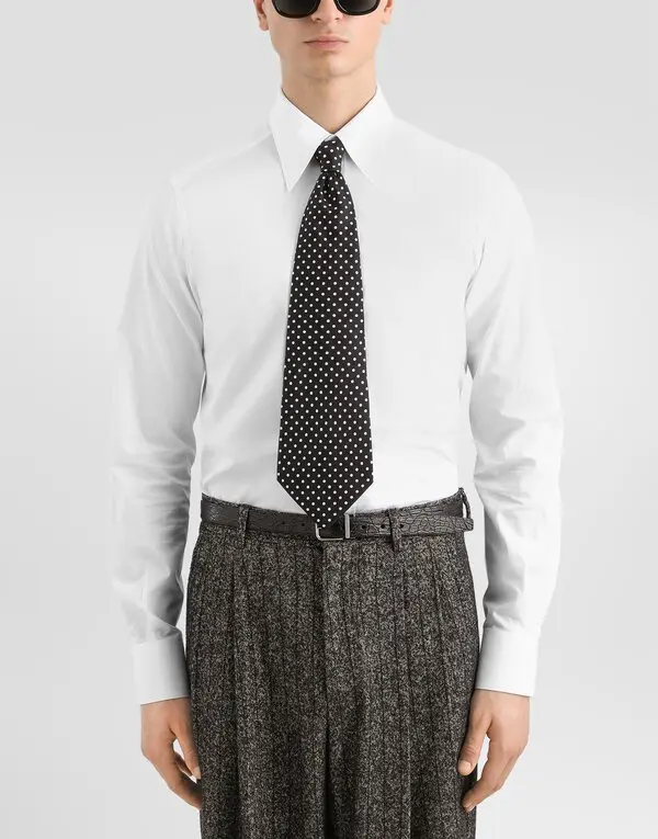 Dolce & Gabbana Polka Dot Jacquard Neck Tie - Black
