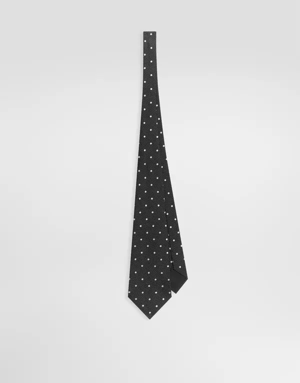 Dolce & Gabbana Polka Dot Jacquard Neck Tie - Black
