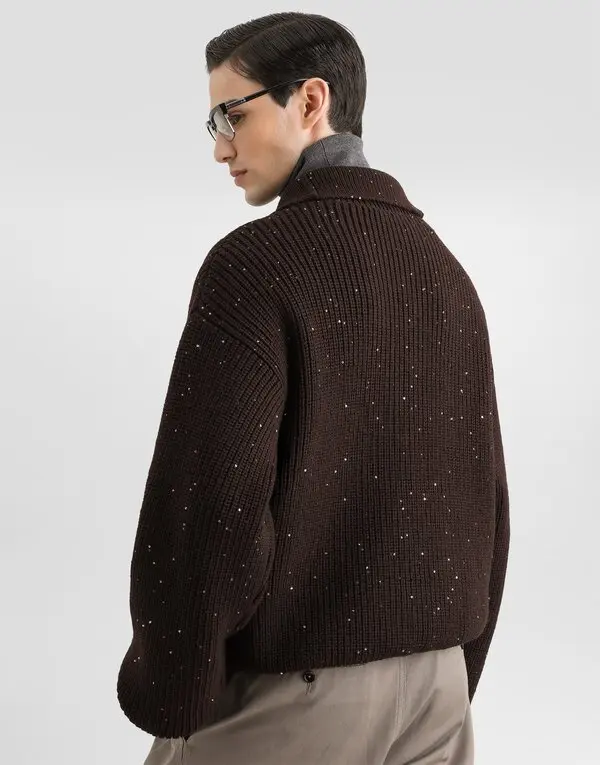 Dolce & Gabbana Wool Turtleneck Pullover With Sequins Sweaters And Cardigans