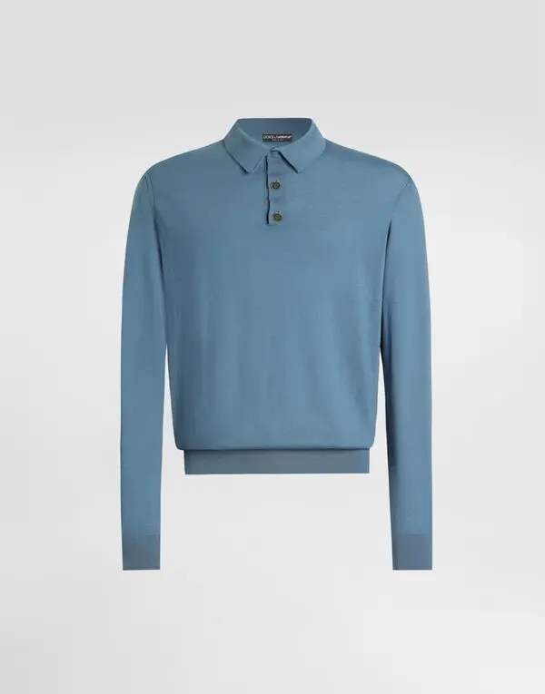 Dolce & Gabbana Cashmere Polo Shirt Sweaters And Cardigans - Azure