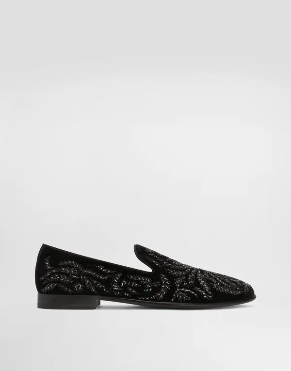 Dolce & Gabbana Velvet Slippers Collection - Black