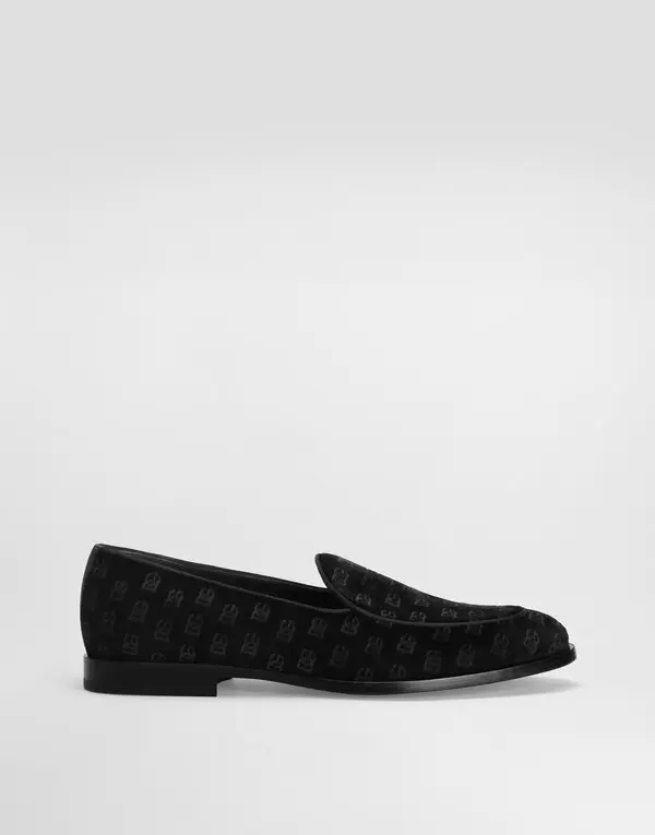 Dolce & Gabbana Embroidered Velvet Slippers - Black