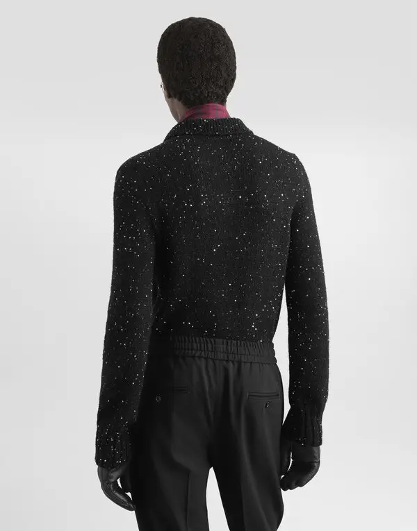 Dolce & Gabbana Knit Polo Shirt With Sequins Sweaters And Cardigans