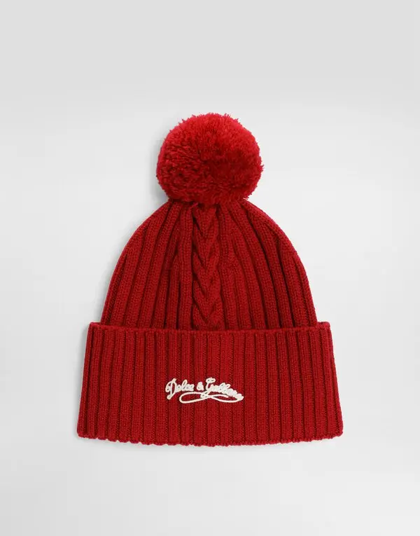 Dolce & Gabbana Cable-knit Beanie With Pom-pom - Red