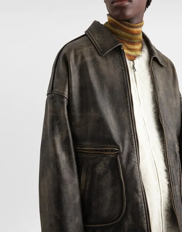 Dolce & Gabbana Bull Leather Jacket Coats And Jackets