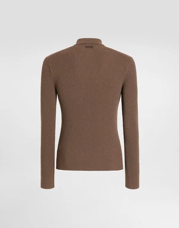 Dolce & Gabbana Ribbed Wool Polo Shirt Sweaters And Cardigans