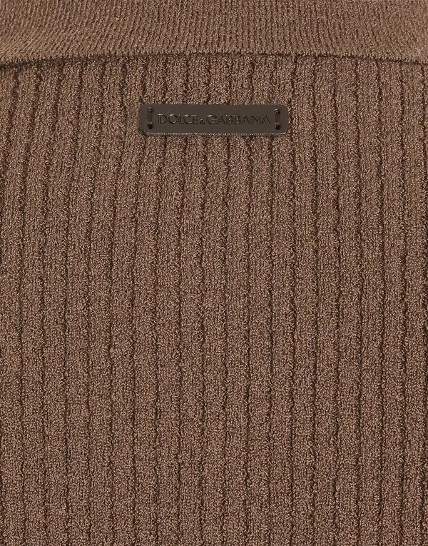 Dolce & Gabbana Ribbed Wool Polo Shirt Sweaters And Cardigans