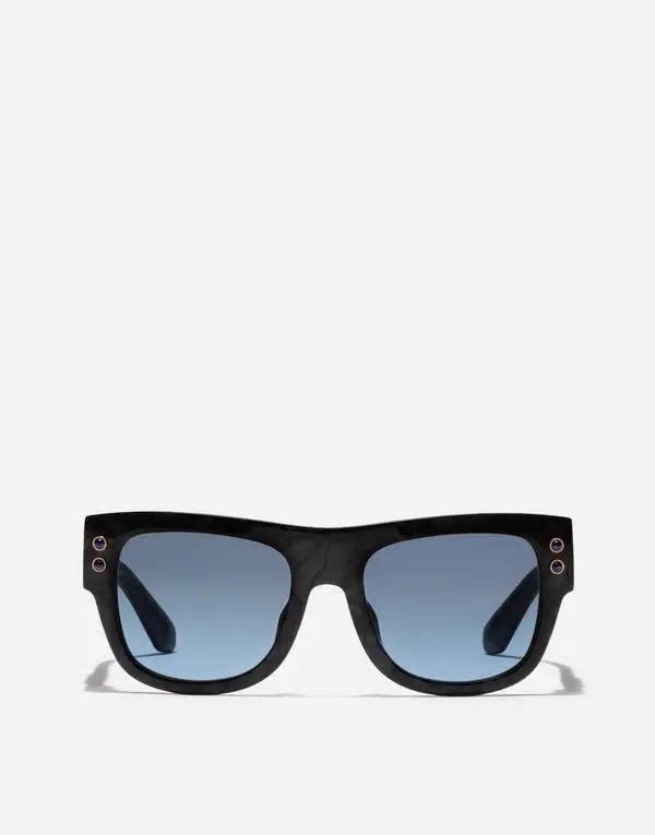 Dolce & Gabbana Root Acetate Sunglasses With Malachite Accents - Black