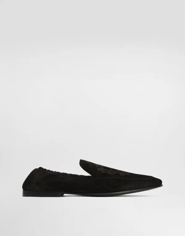 Dolce & Gabbana Calfskin Slippers Driver Shoes And Loafers - Black