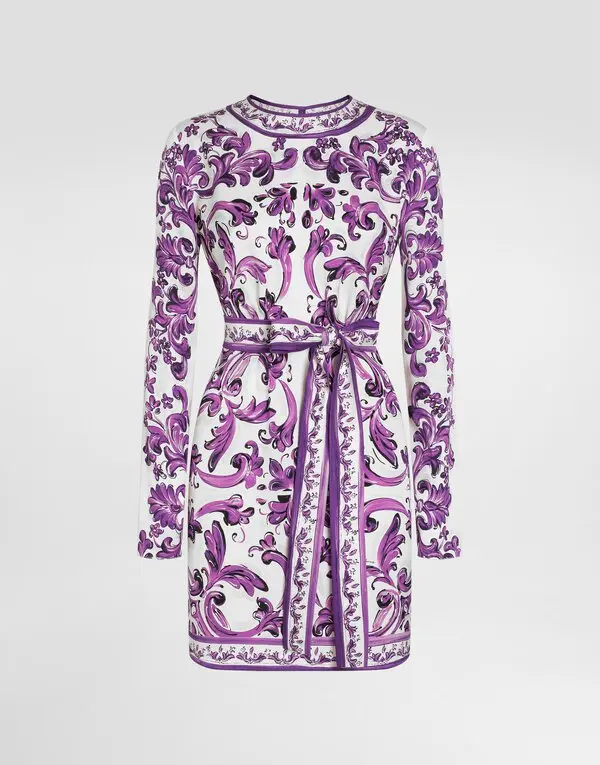Dolce & Gabbana Majolica Print Charmeuse Dress - Multicolor