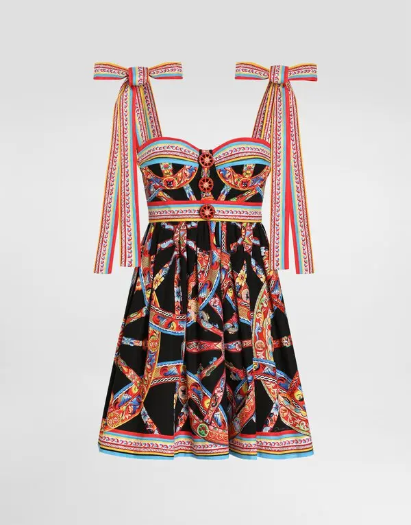 Dolce & Gabbana Carretto-print Poplin Dress Dresses Multi-colored - Multicolor