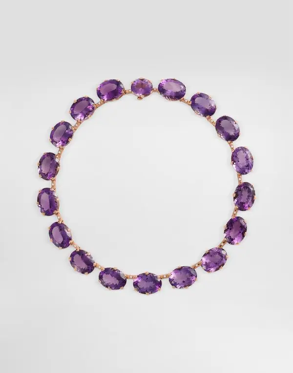 Dolce & Gabbana Anna Necklace In 18-carat Gold With Amethysts And Diamonds - Red