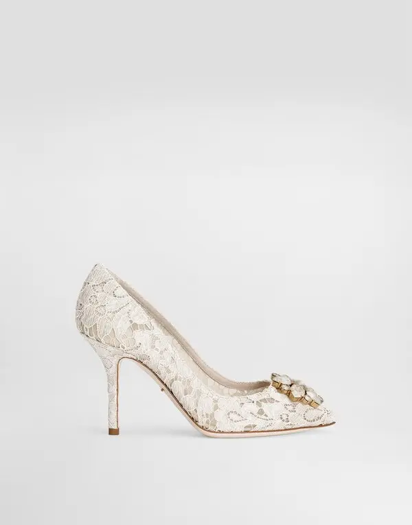 Dolce & Gabbana Pump In Taormina Lace With Crystals Pumps And Slingback Gray Lace - White