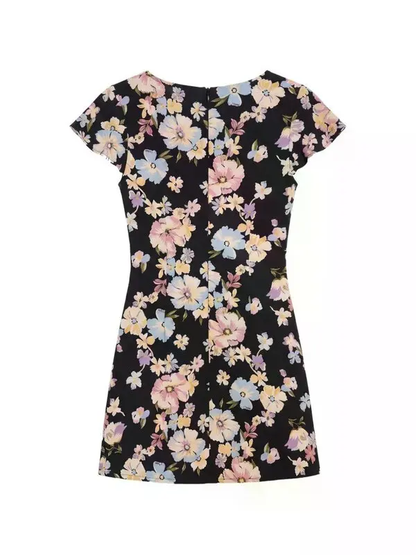 REFORMATION Jensen Floral-print Mini Dress - Black