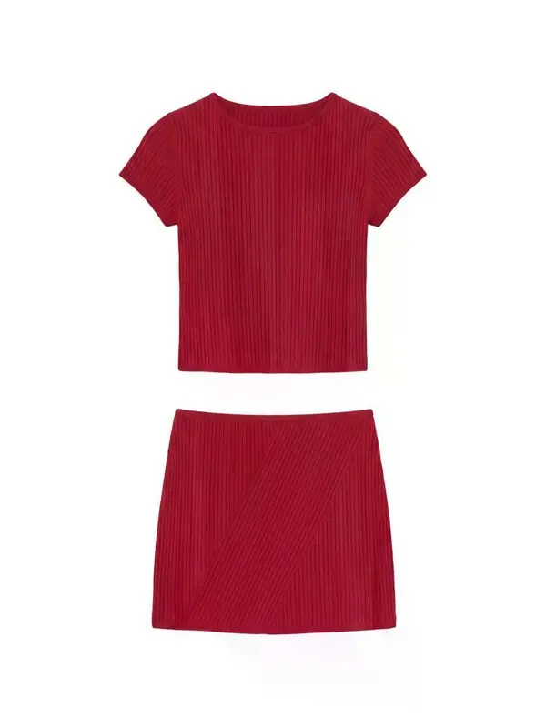 REFORMATION Layla Ribbed-knit Two-piece Set - Red