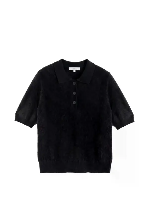 Chinti & Parker Short-sleeve Cashmere Polo Top - Black