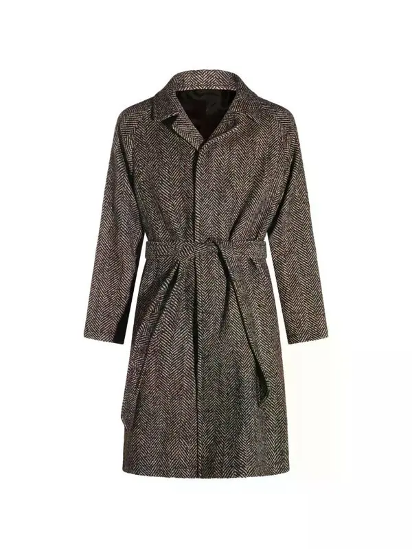 Tagliatore Herringbone-pattern Belted Coat