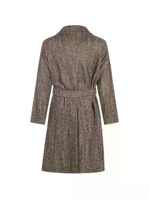 Tagliatore Herringbone-pattern Belted Coat