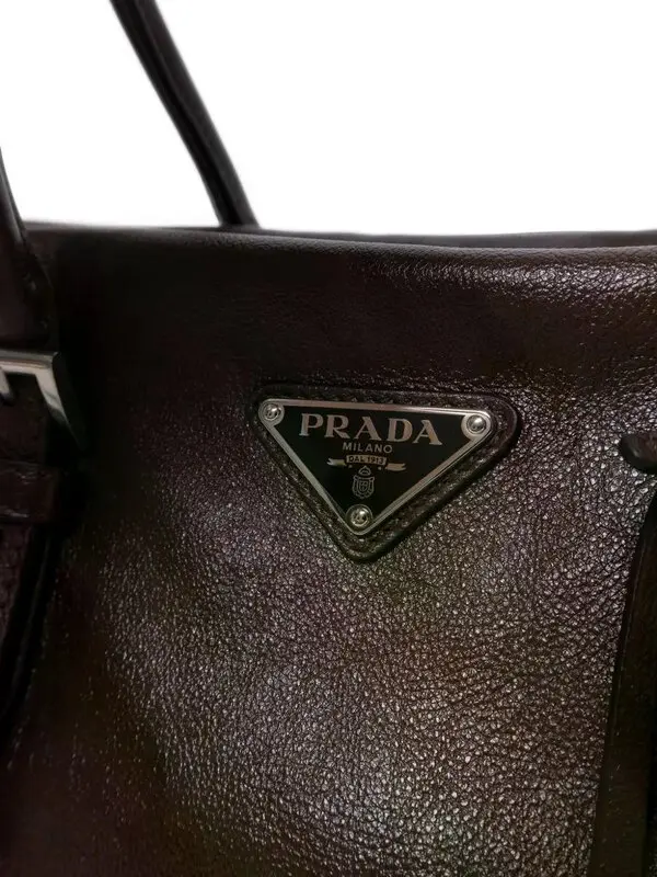 Prada Karin Medium Antiqued Leather Tote Bag - Brown
