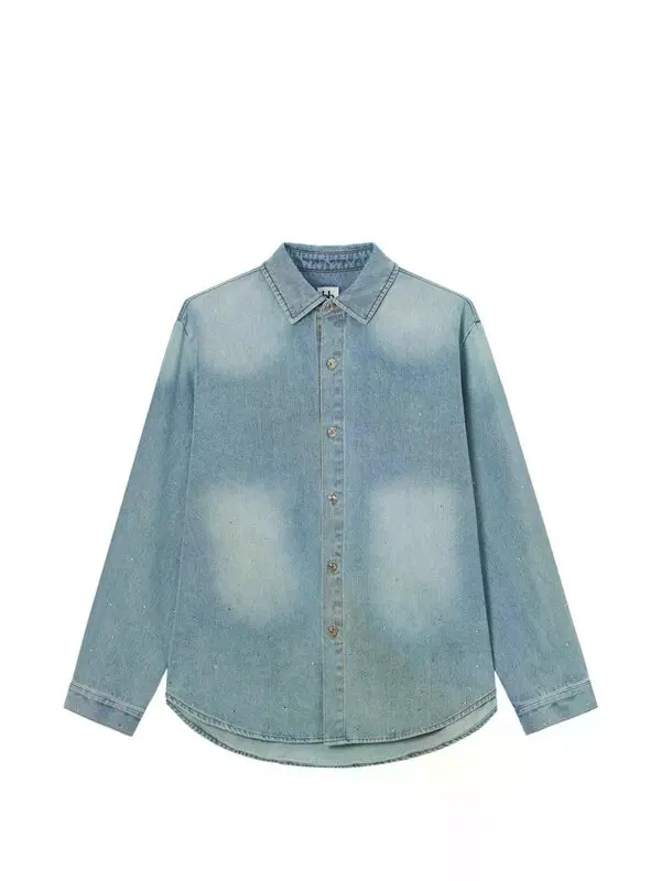 B+AB Crystal-embellished Washed-denim Shirt