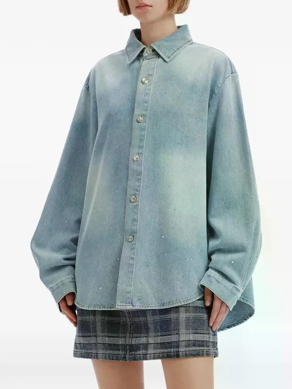 B+AB Crystal-embellished Washed-denim Shirt