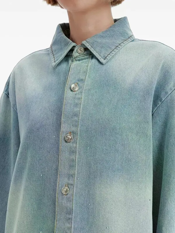 B+AB Crystal-embellished Washed-denim Shirt