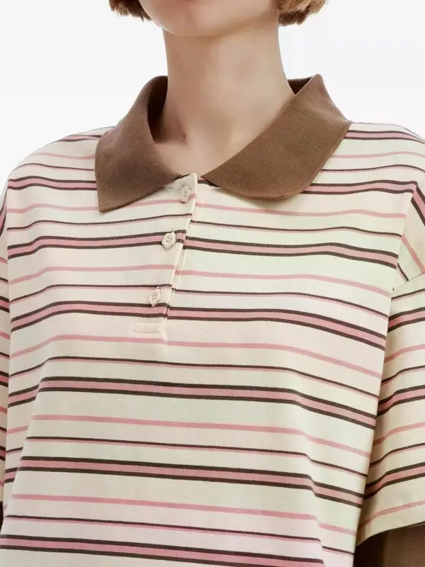 MINI CREAM Striped Layered-effect Polo Shirt