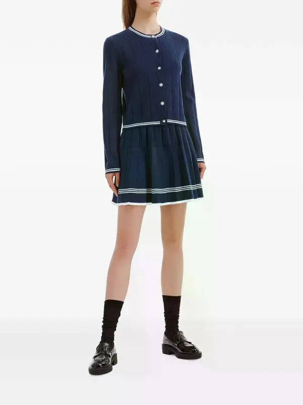 B+AB Navy Striped Trim Pleated Skirt Set