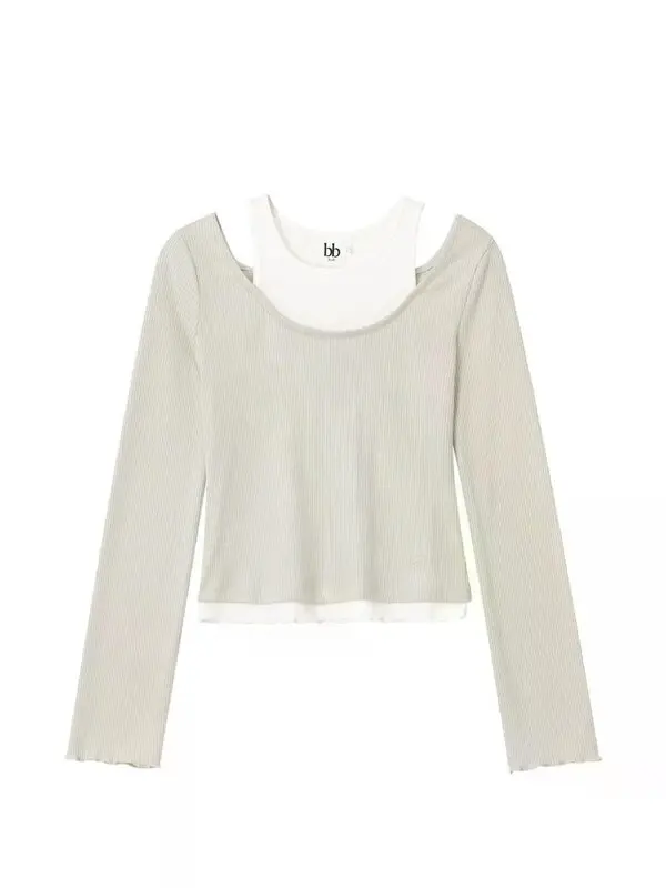 B+AB Layered Cold-shoulder T-shirt - Neutrals