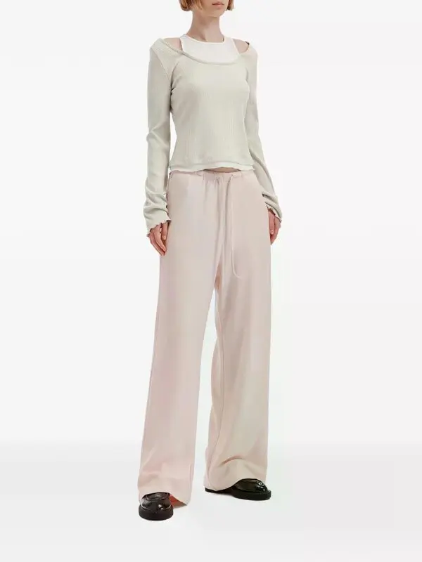 B+AB Layered Cold-shoulder T-shirt With Ribbed Texture