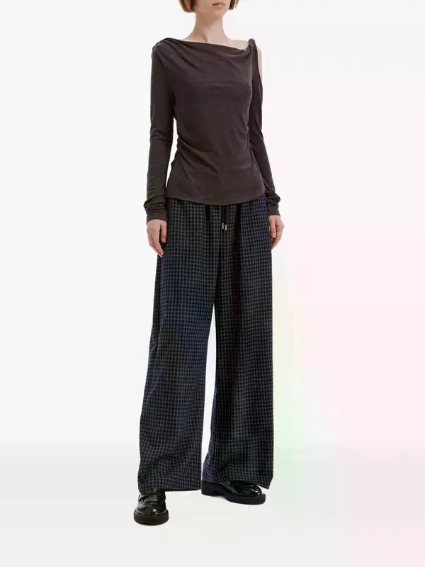 B+AB Gingham-check Drawstring Trousers - Blue
