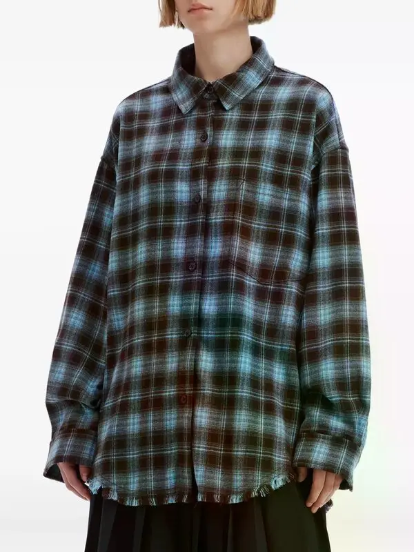 TOUT A COUP Plaid Frayed-edge Shirt