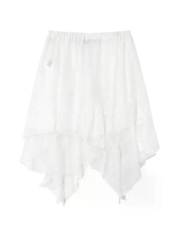 MINI CREAM Star-print Handkerchief-hem Skirt - White