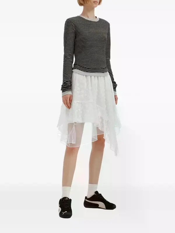 MINI CREAM Star-print Handkerchief-hem Skirt