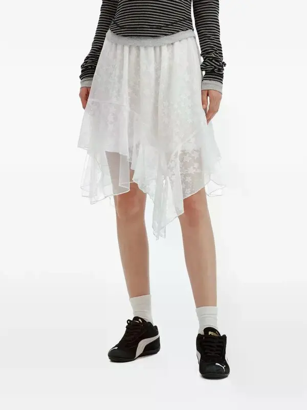 MINI CREAM Star-print Handkerchief-hem Skirt
