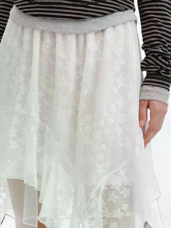 MINI CREAM Star-print Handkerchief-hem Skirt