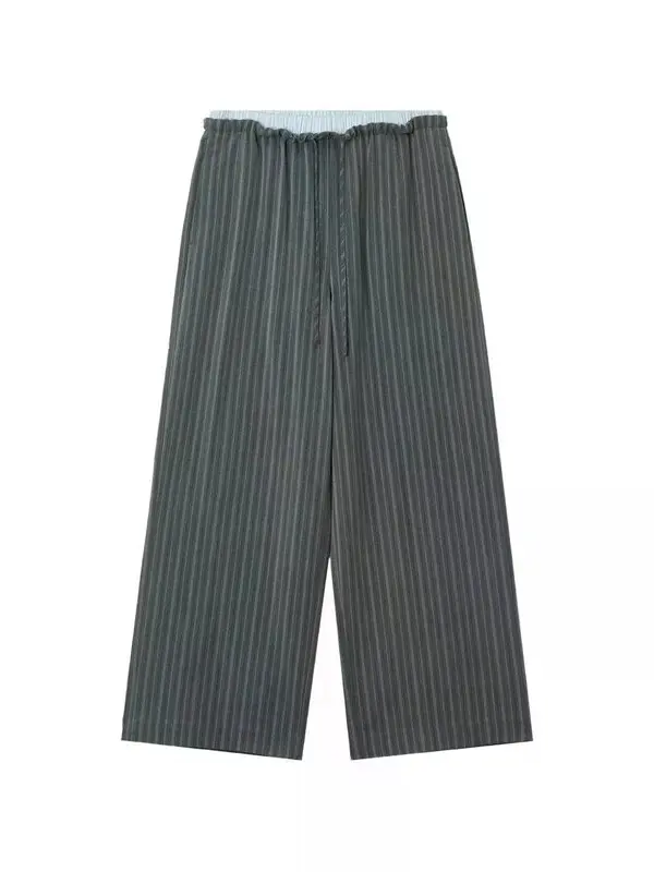 B+AB Pinstripe Wide-leg Trousers - Grey