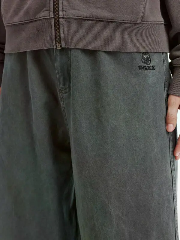 FINGERCROXX Logo-embroidered Wide-leg Trousers