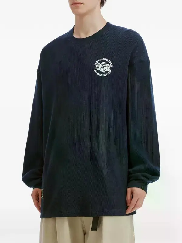 FINGERCROXX Waffle-knit Logo-print T-shirt