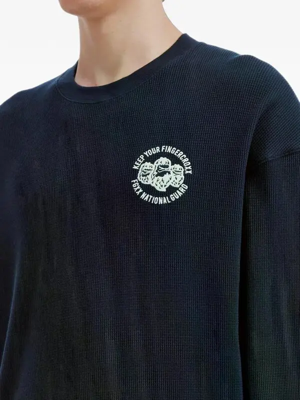FINGERCROXX Waffle-knit Logo-print T-shirt