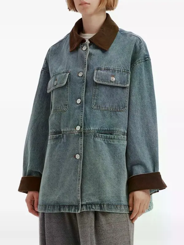 B+AB Denim Jacket With Corduroy Trim - Blue